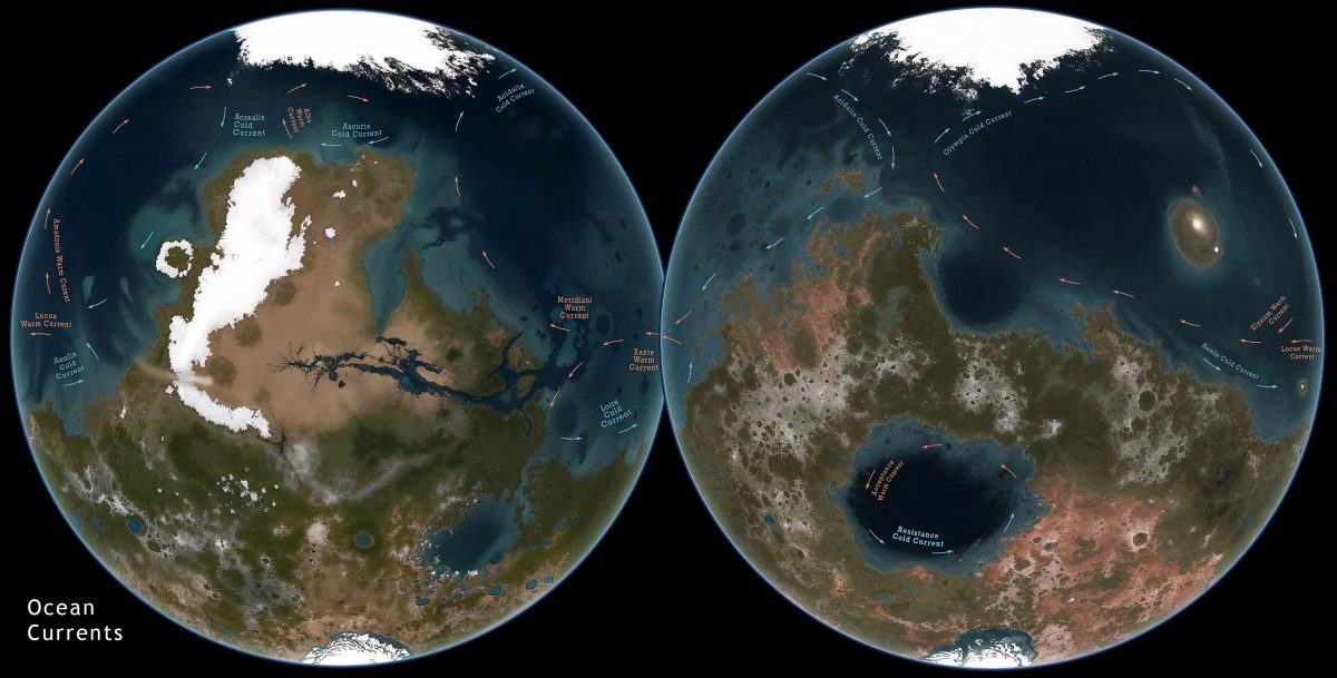 Map of Terraformed Mars - Pablo Carlos Budassi