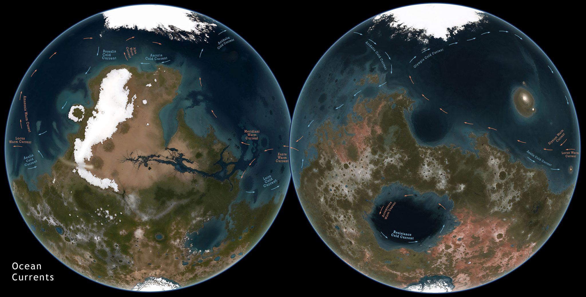 Map of Terraformed Mars - Pablo Carlos Budassi