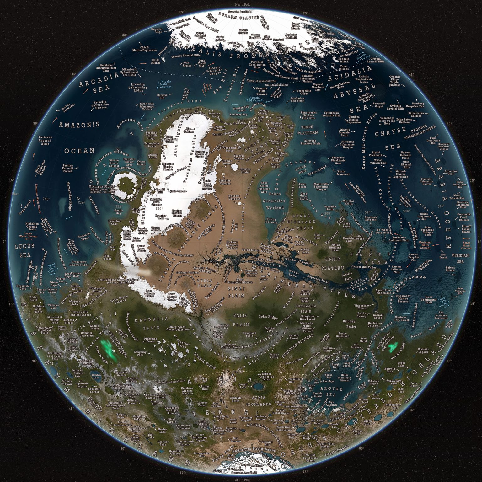 Map of Terraformed Mars - Pablo Carlos Budassi