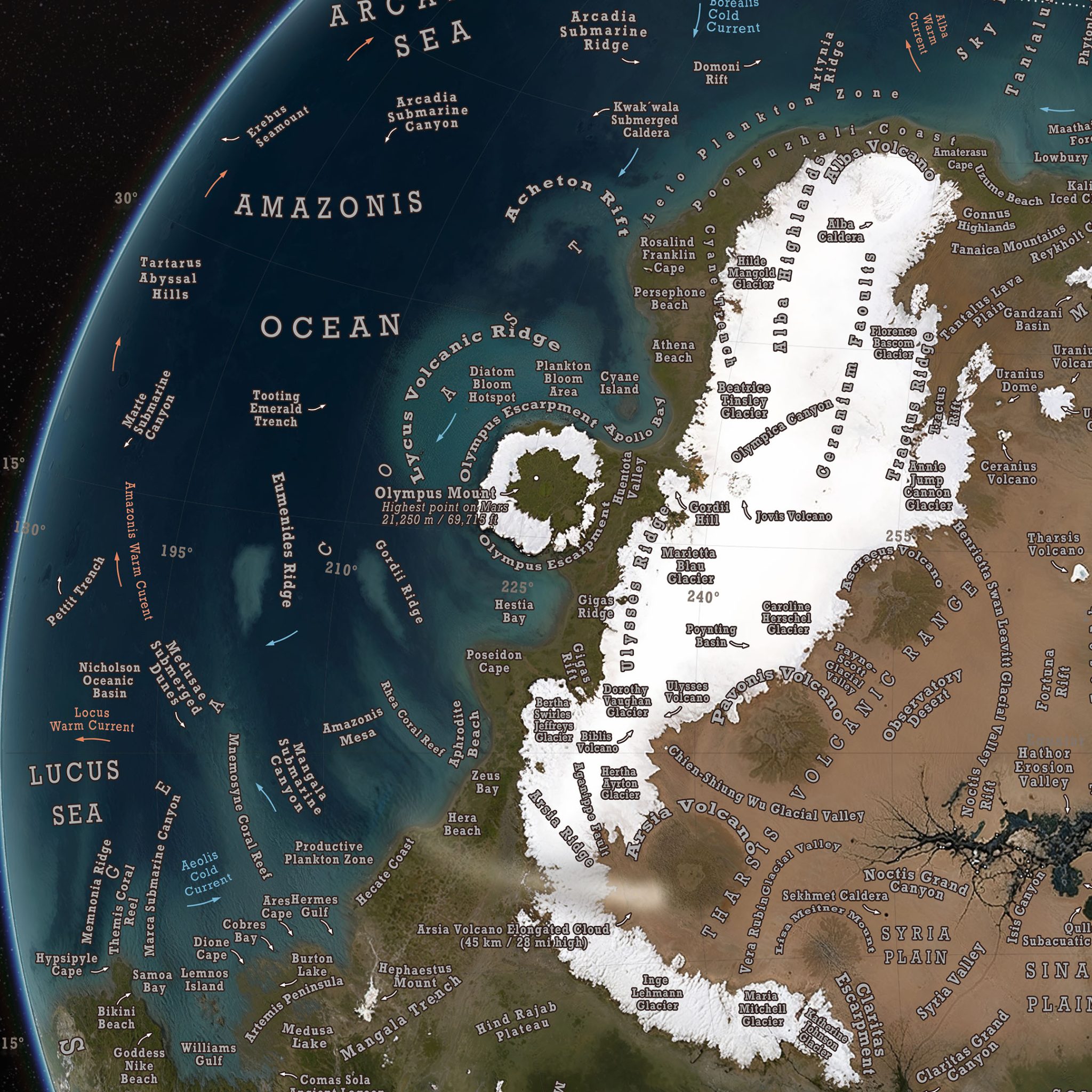 Map of Terraformed Mars - Pablo Carlos Budassi