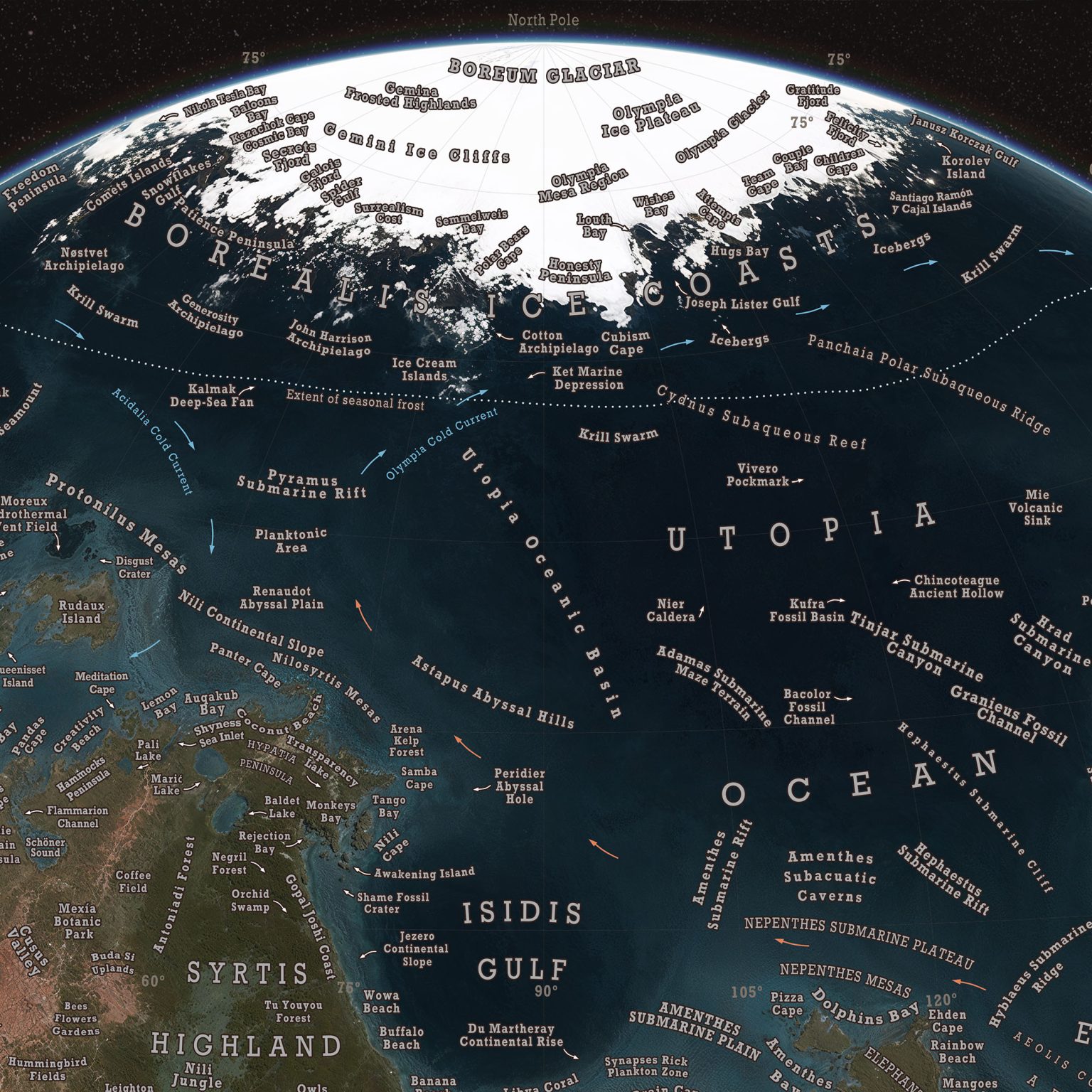 Map of Terraformed Mars - Pablo Carlos Budassi